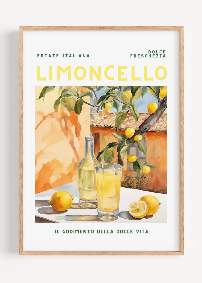 Limoncello Art Print – Vintage Italian Lemon Kitchen Wall Poster ...