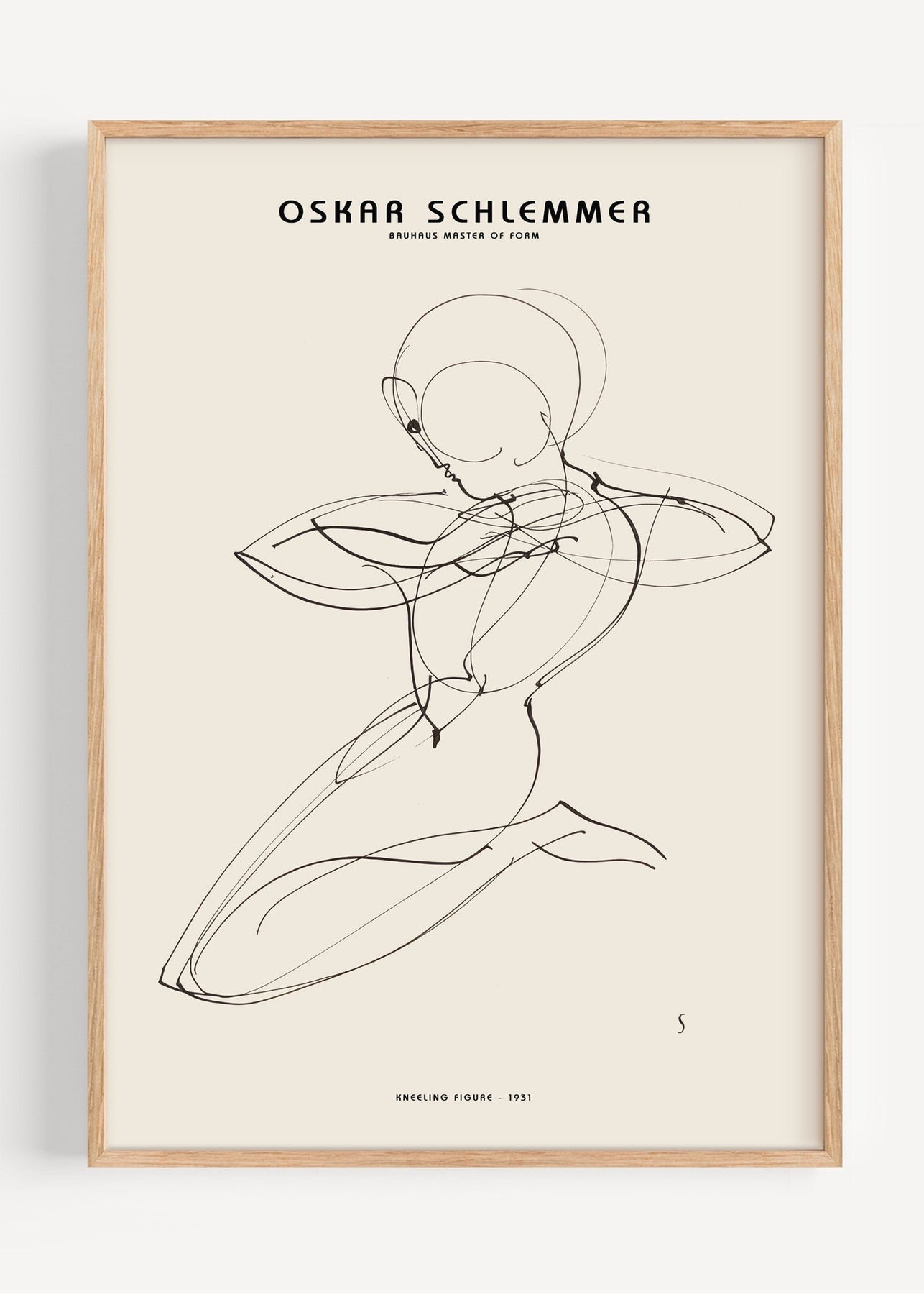 Oskar Schlemmer Line Art Poster – Kneeling Figure Bauhaus Print ...